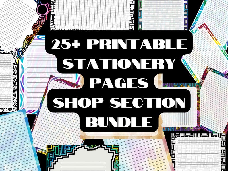 Shop Section Bundle Eclectic Printable Stationery Sets Wacky Digital ...