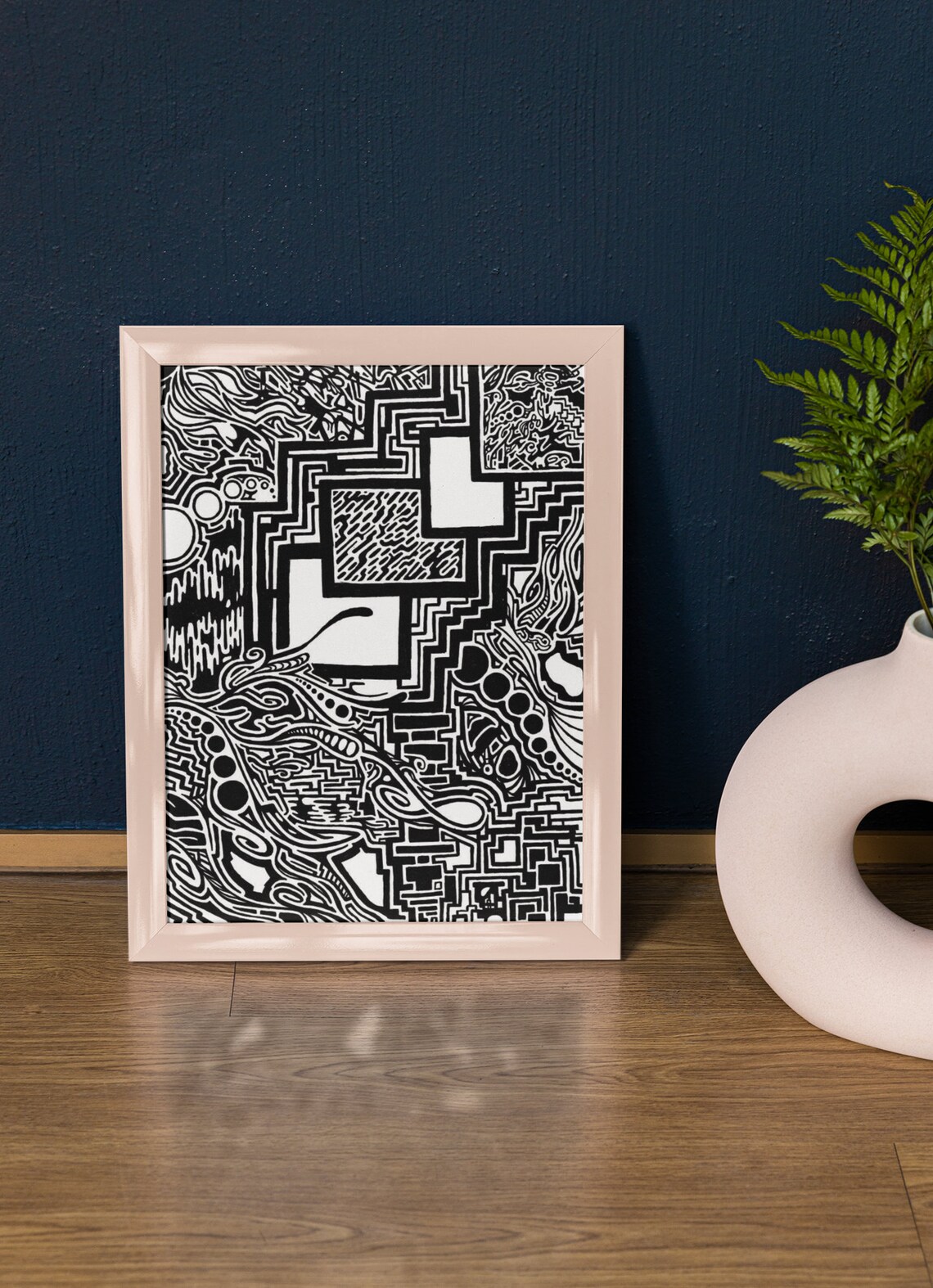 Wacky Abstract Ink Drawing Printable Poster Unique Maximalist Modern ...