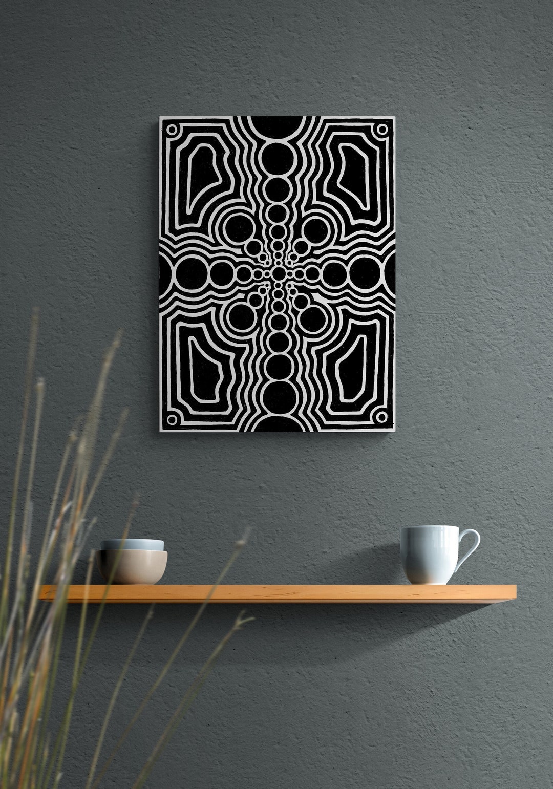 Trippy Monochrome Matte Poster Strange Abstract Wall Art Wacky Modern ...