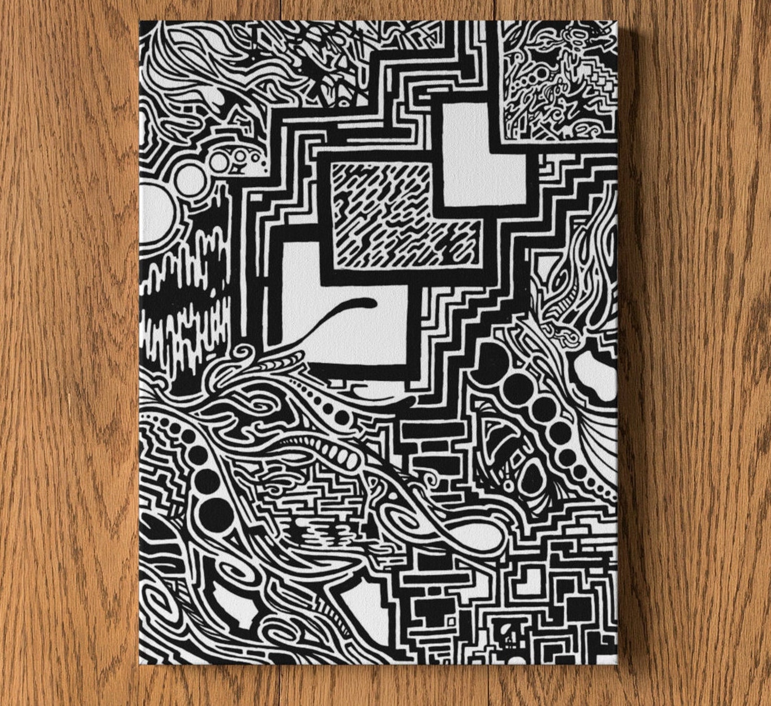 Wacky Abstract Ink Drawing Printable Poster Unique Maximalist Modern ...
