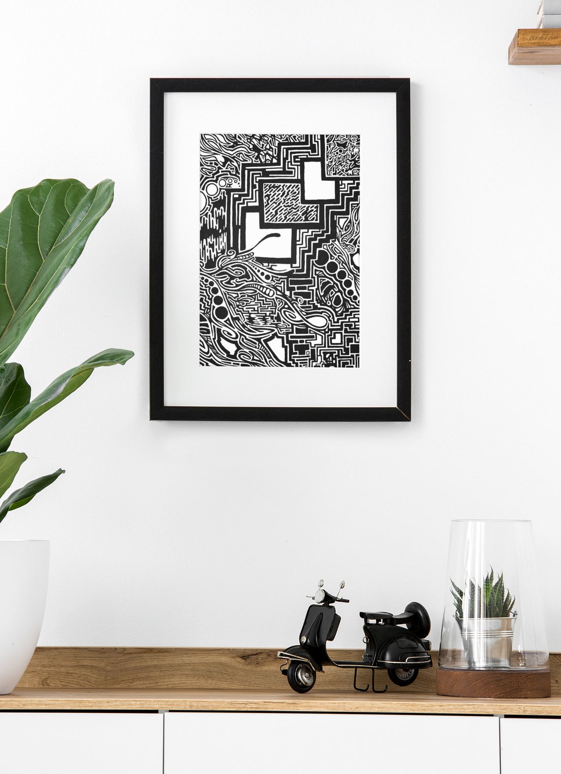 Wacky Abstract Ink Drawing Printable Poster Unique Maximalist Modern ...