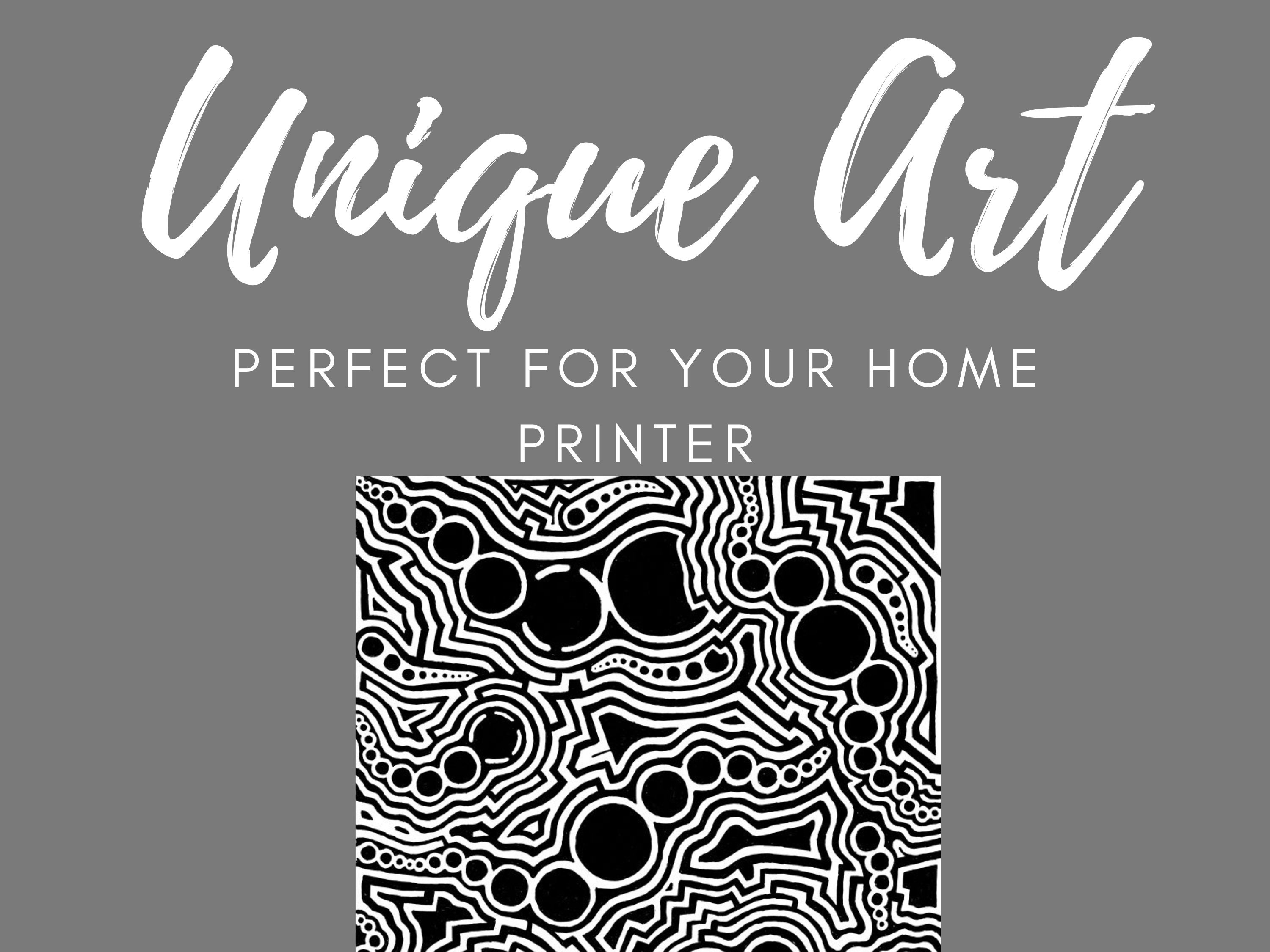 Wacky Dots Black and White Ink Drawing Digital Print Trippy Printable ...