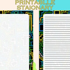 Green Geometric Border Stationery, Printable Lined Writing Paper ...