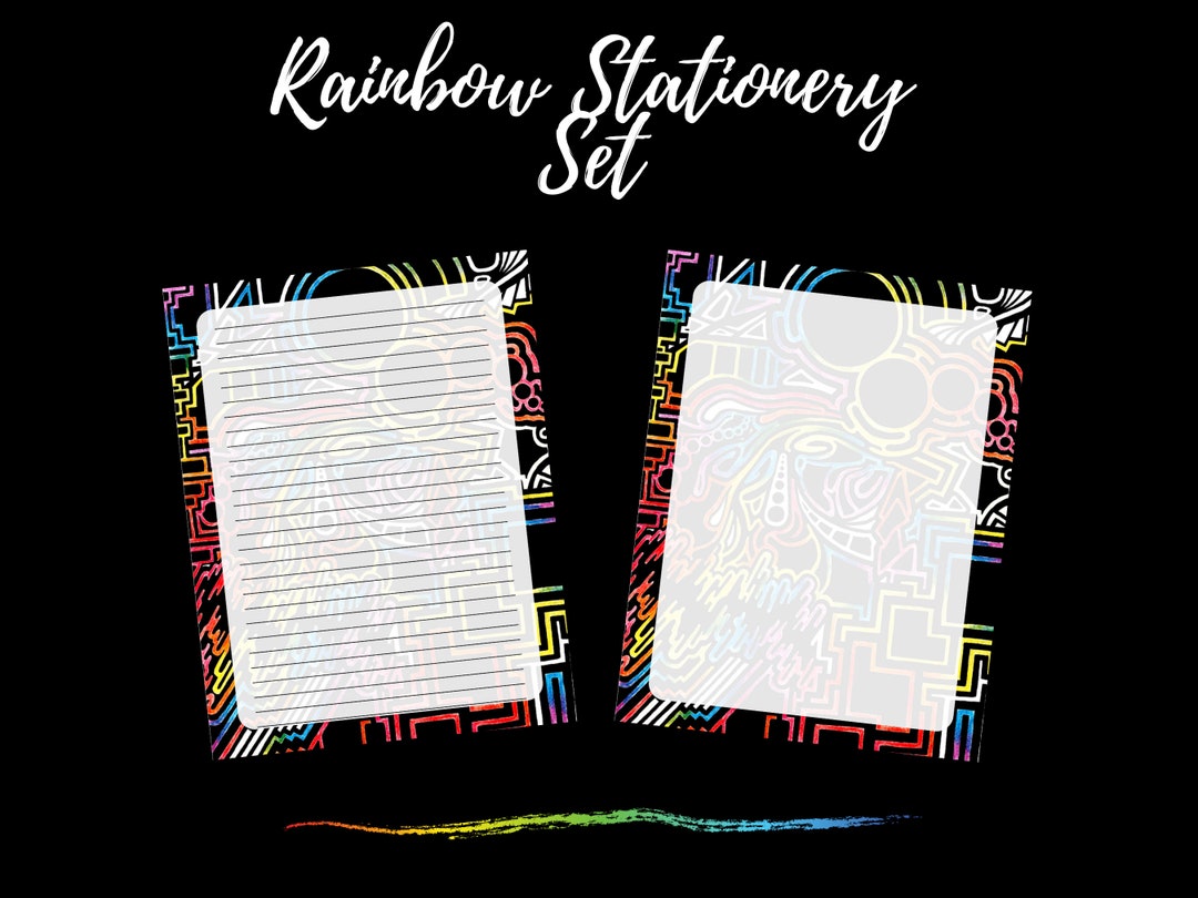 Quirky Printable Lined Stationery Wacky Rainbow Writing Paper Unique ...