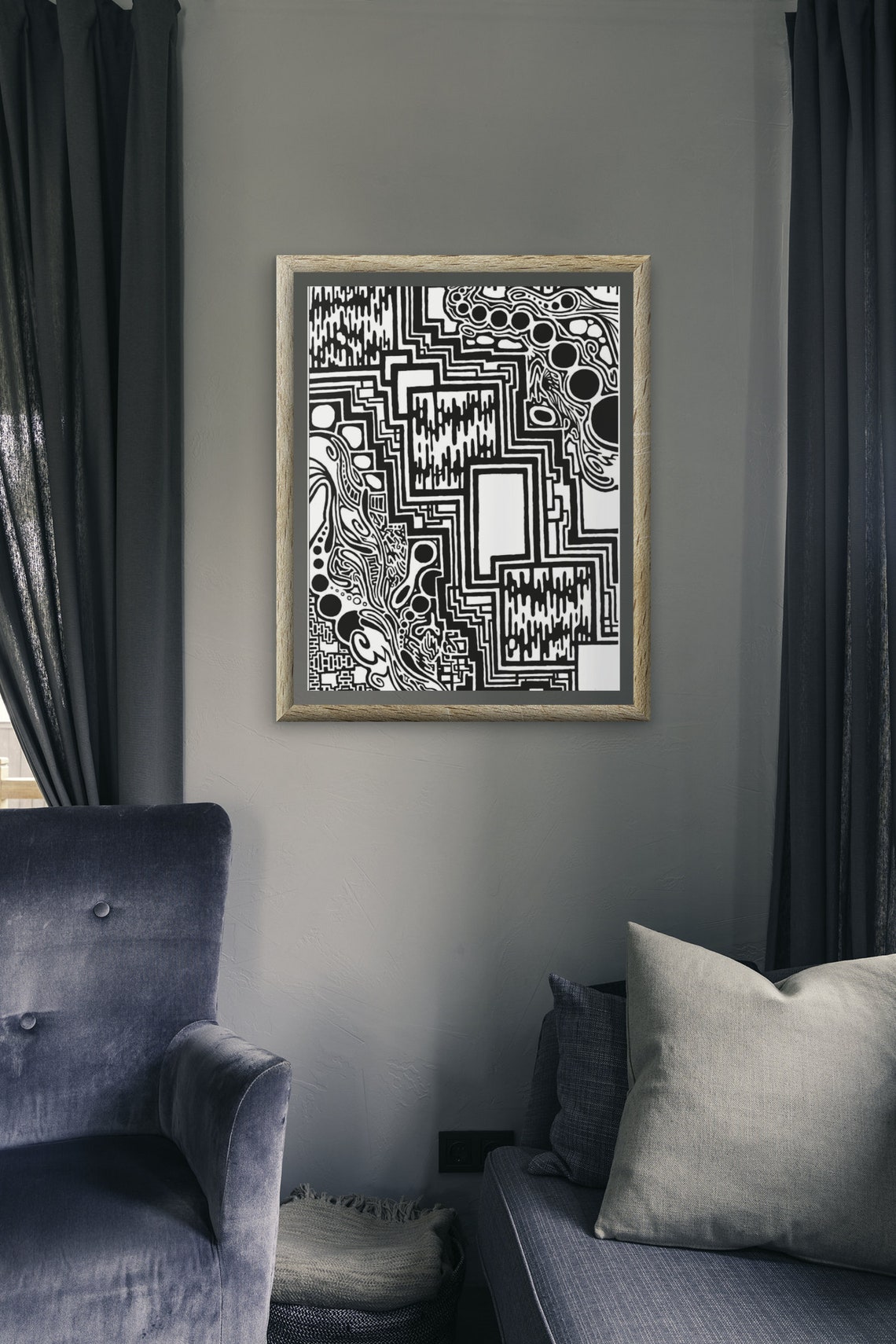 Wacky Weird Black and White Printable Wall Art Trippy Bizarre Digital ...