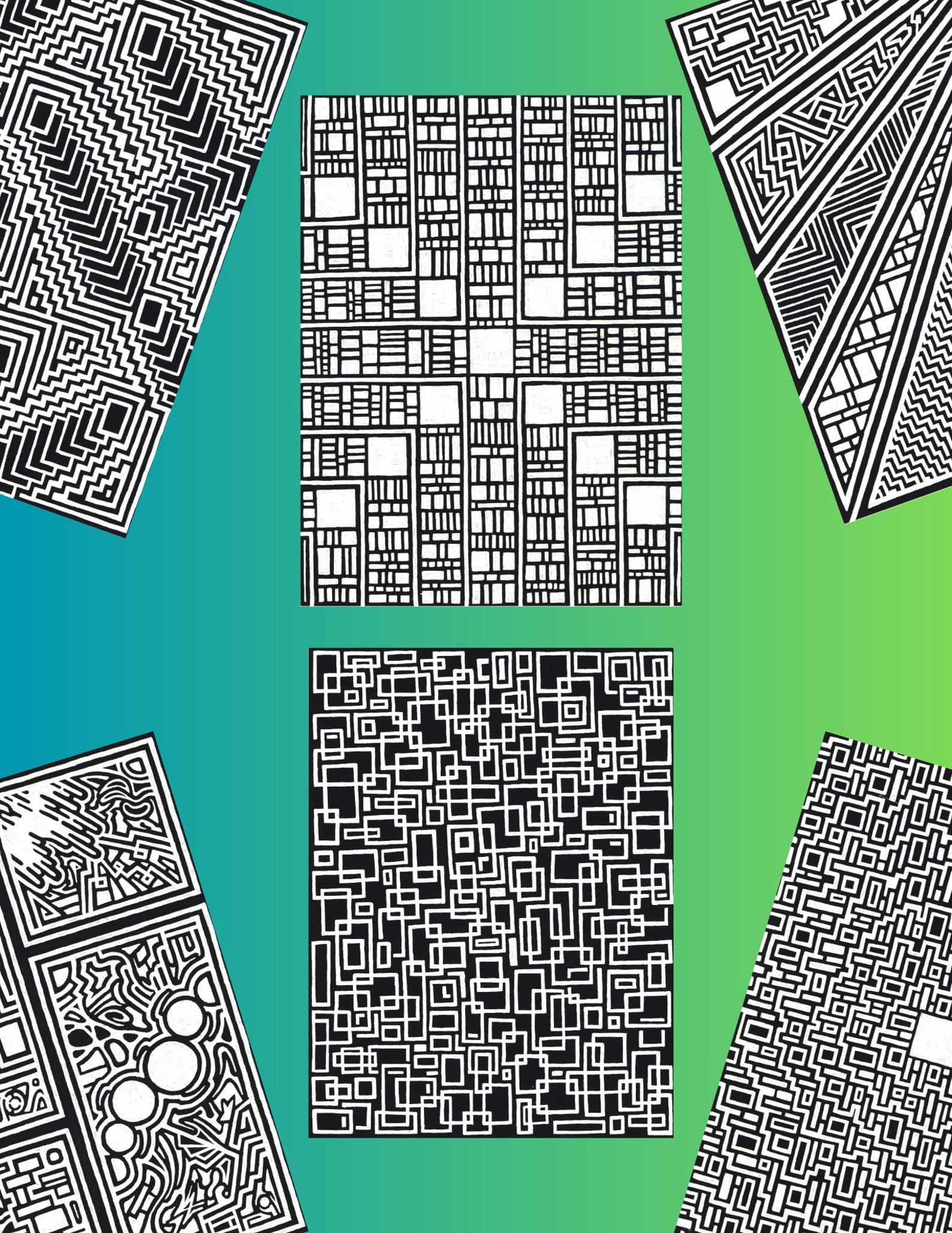 50 Geometric Adult Coloring Pages Printable Coloring Bundle Abstract ...