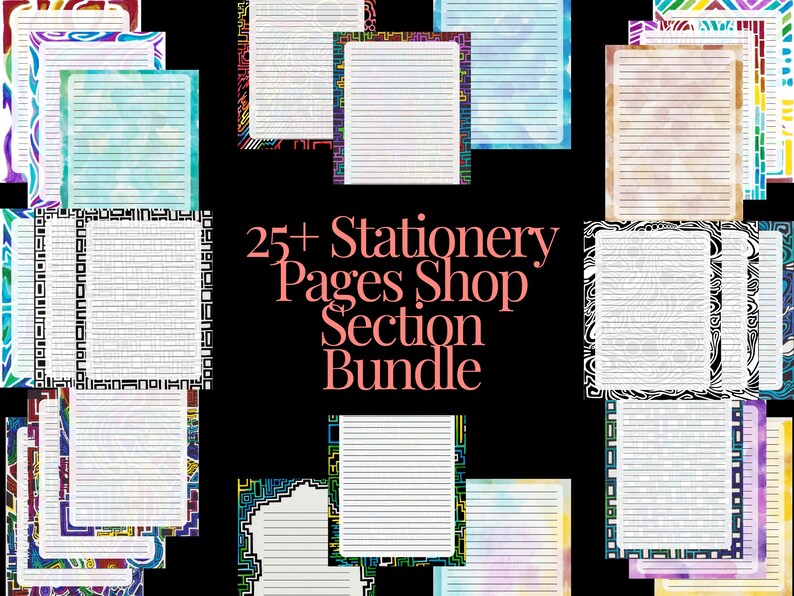 Shop Section Bundle Eclectic Printable Stationery Sets Wacky Digital ...