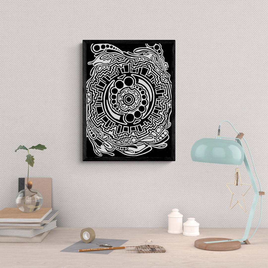 Monochrome Wacky Art Print Unique Black and White Printable Poster Cool ...
