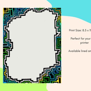 Geometric Printable Lined Stationary, Digital Download Journal Page ...