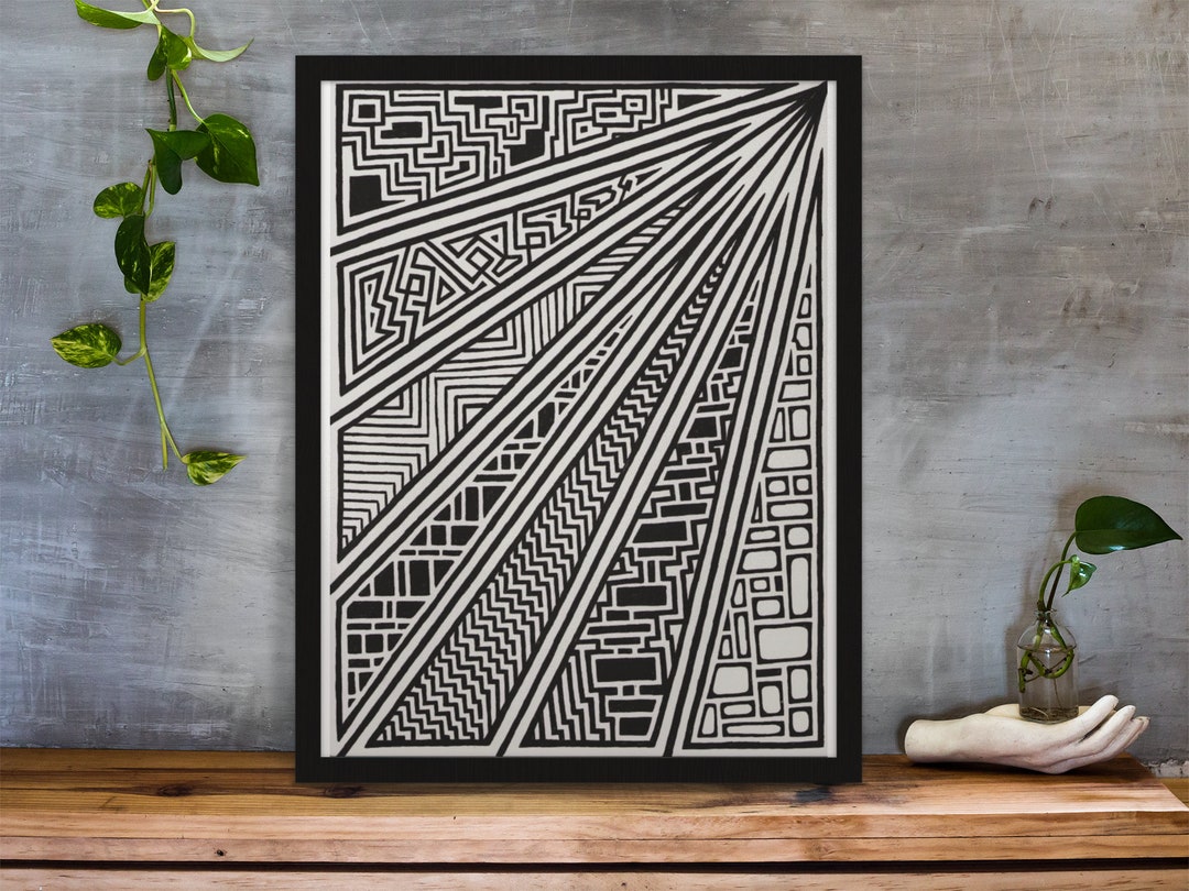 Geometric Ink Drawing Print, Digital Download Wall Art, Printable ...