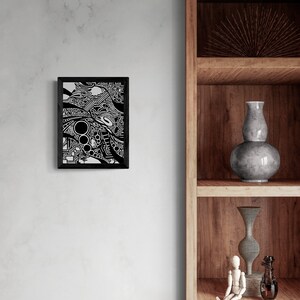 Wacky Printable Poster Quirky Monochrome Ink Drawing Print Hand Drawn ...