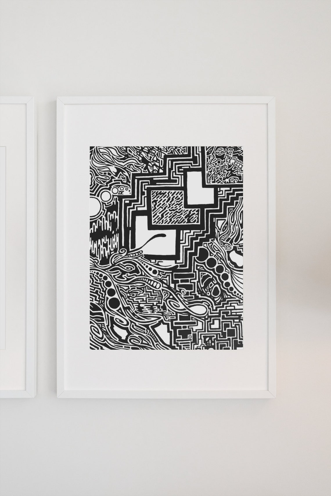 Wacky Abstract Ink Drawing Printable Poster Unique Maximalist Modern ...