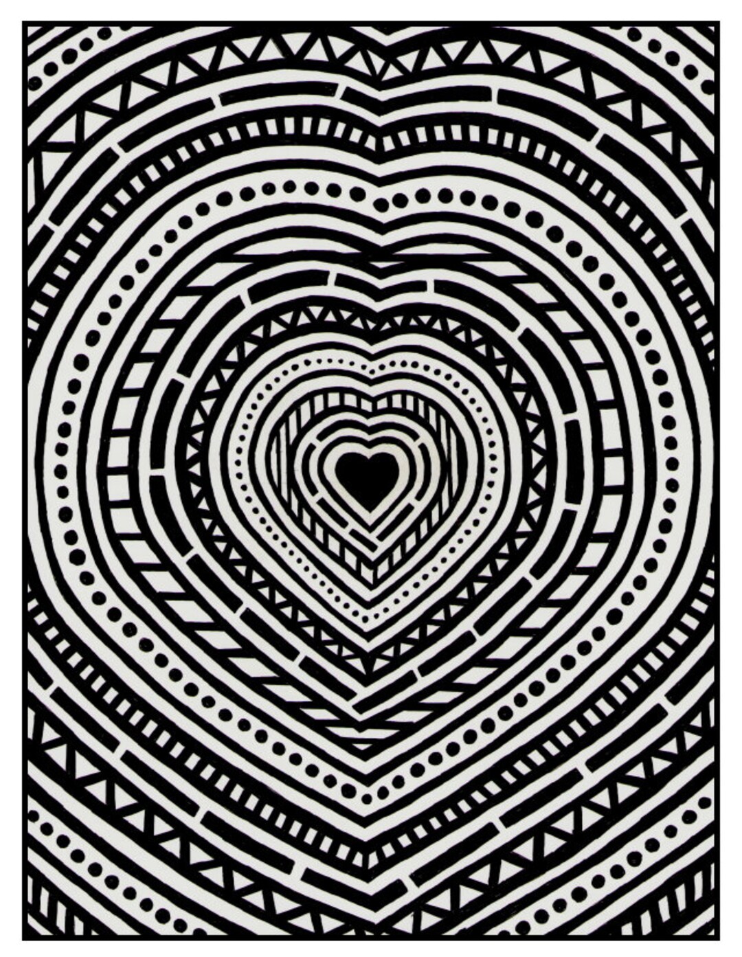 Hand Drawn Valentines Coloring Pages Set of 4 Print Yourself - Etsy