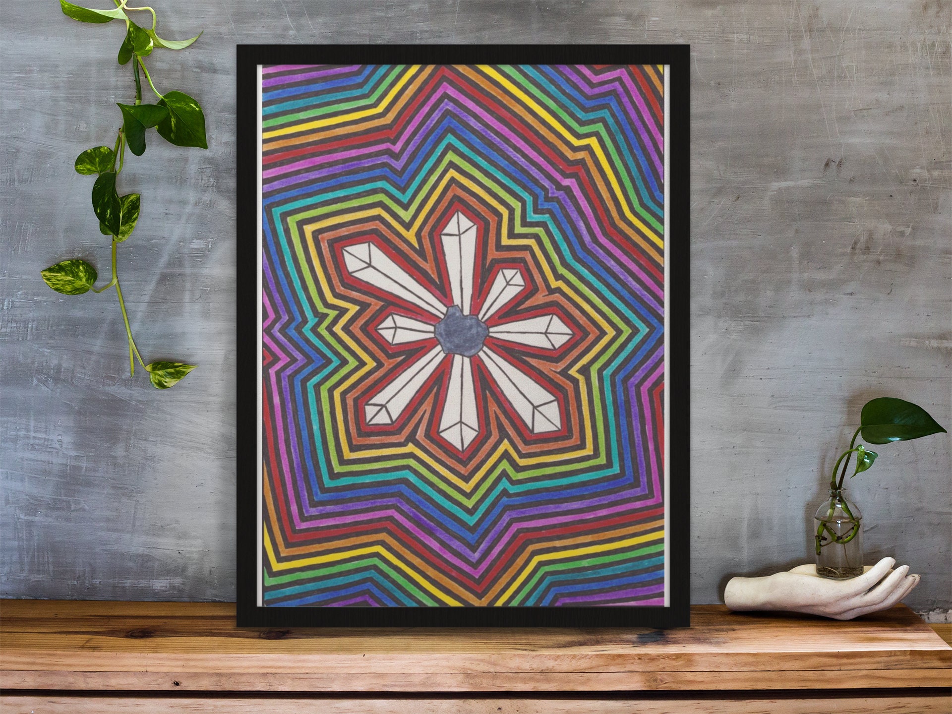 Trippy Rainbow Crystals Digital Print, Printable Crystals Poster ...