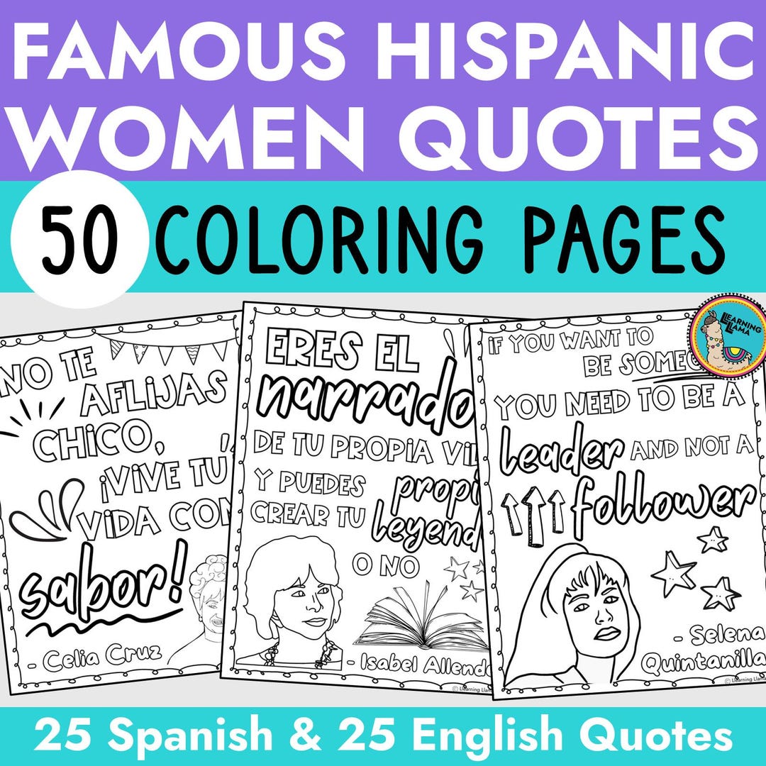 Women's History Month Coloring Pages Famous Hispanics - Etsy