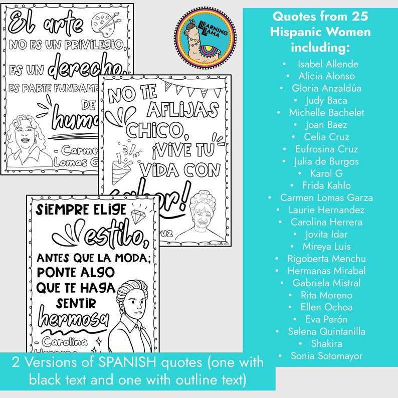 Women's History Month Coloring Pages Famous Hispanics - Etsy