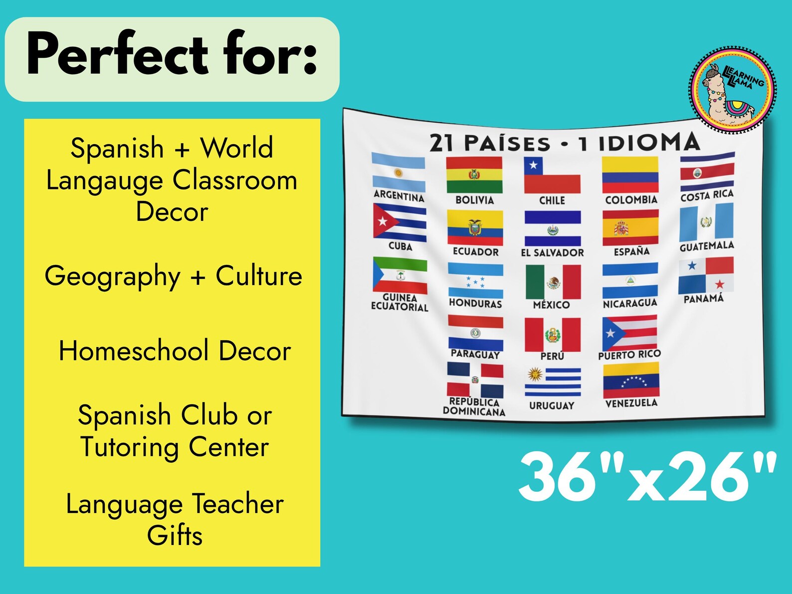 Spanish Speaking Countries Flags Classroom Decor Wall Hanging Flags of ...