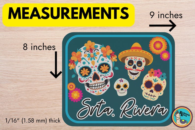 Personalized Spanish Teacher Skull Mouse Pad, Colorful Calaveras Sugar ...