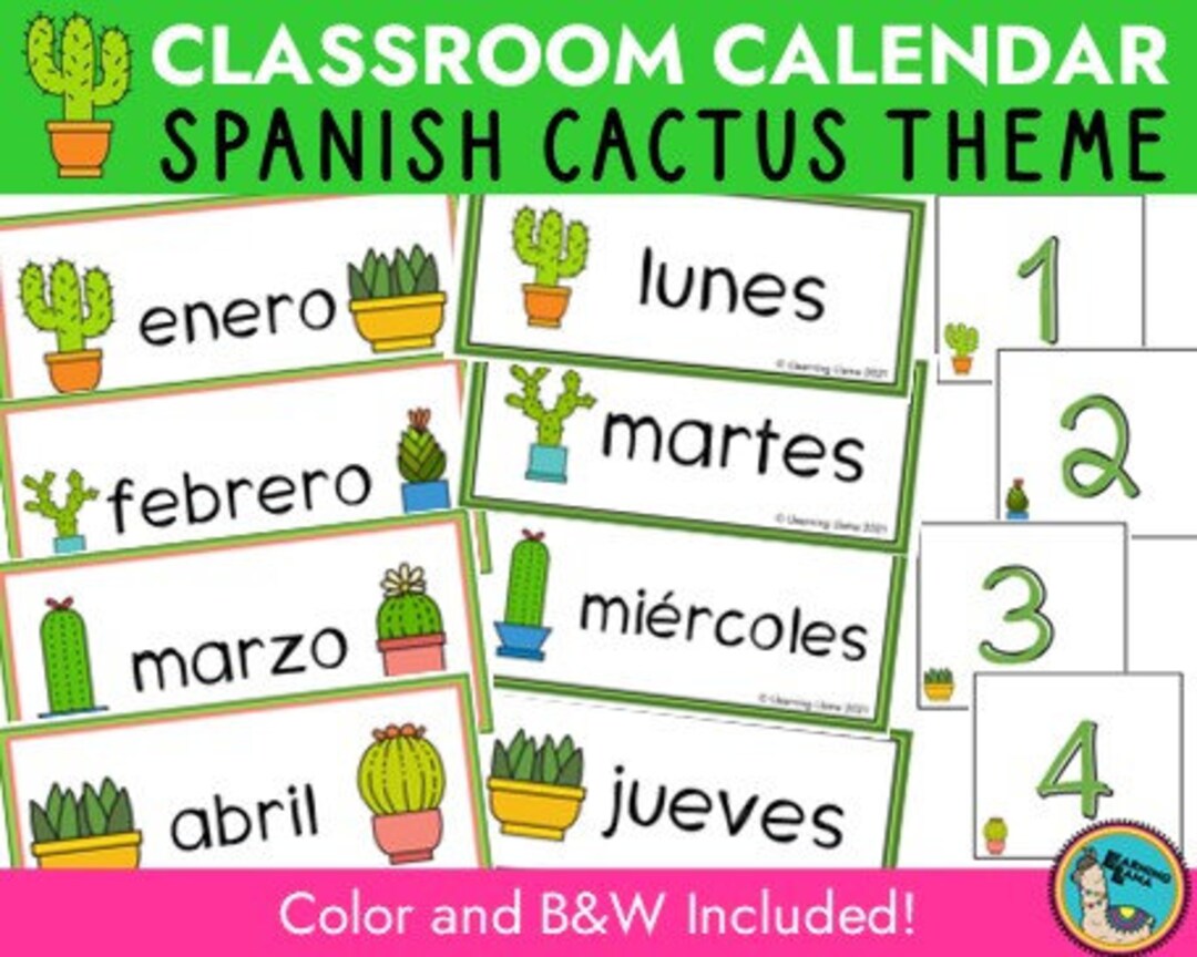 Cactus Classroom Calendar - Etsy