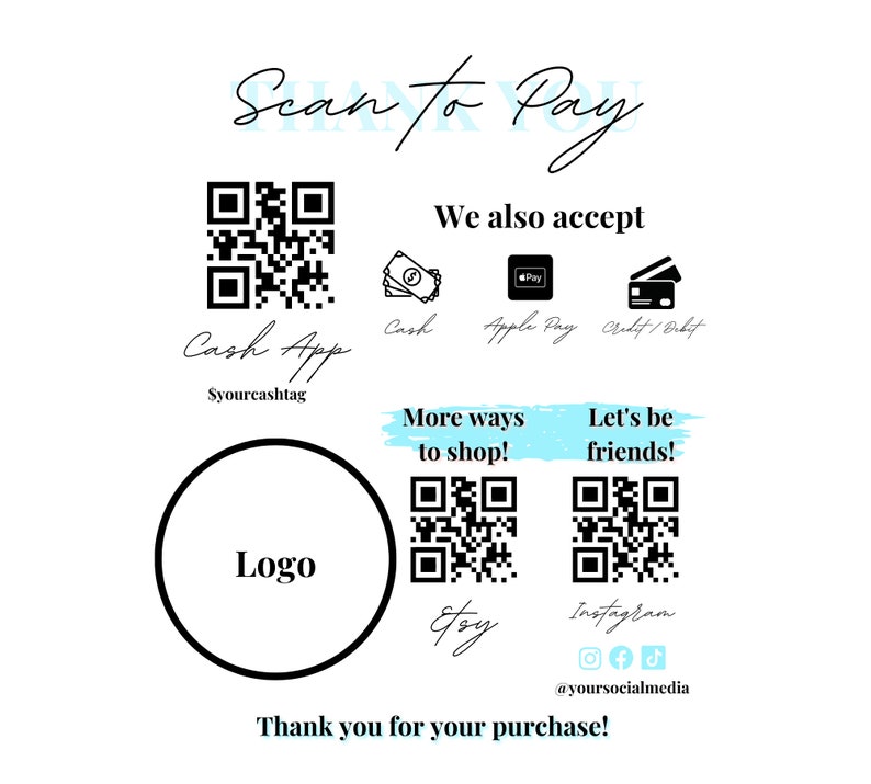 Editable QR Scan to Pay Sign - Etsy