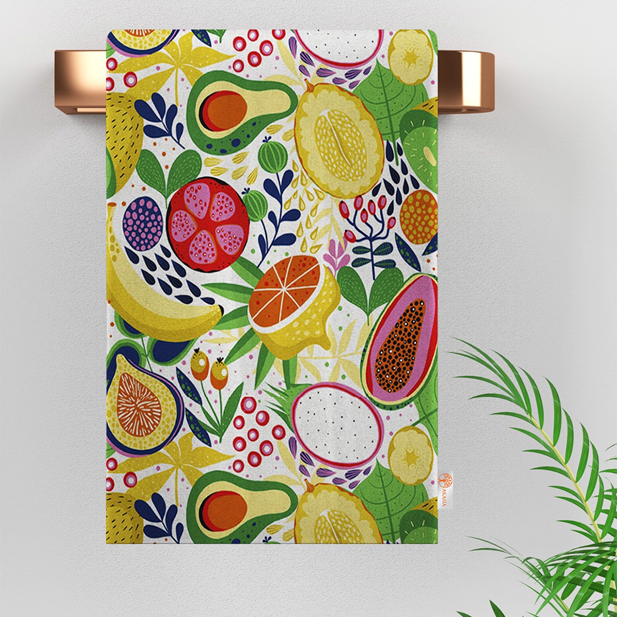 Fruit Kitchen Towel|fig, Apple Print Towel|floral Dishcloth|pomegranate ...