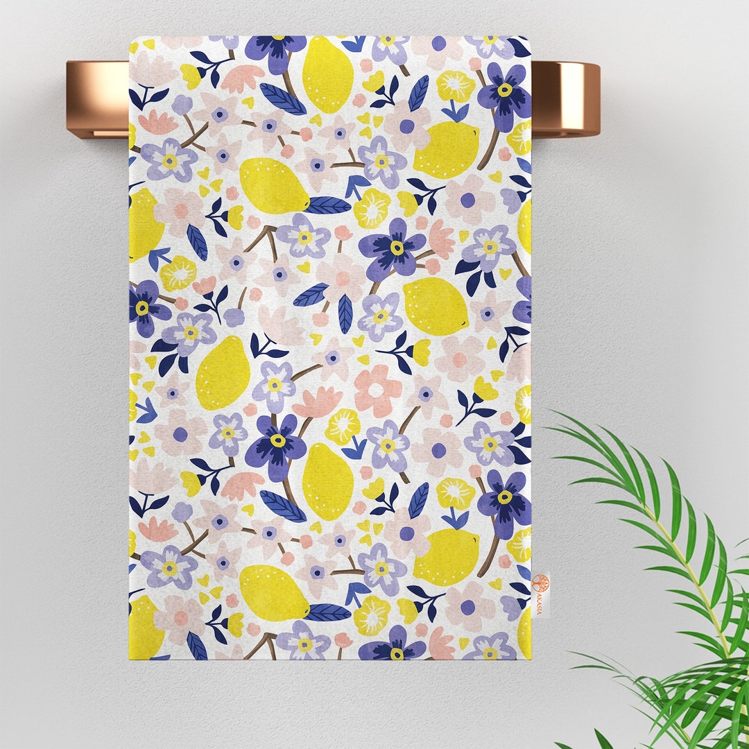 Lemon Hand Towel|lemon Print Rag|fresh Citrus Towel|floral Tea Towel ...