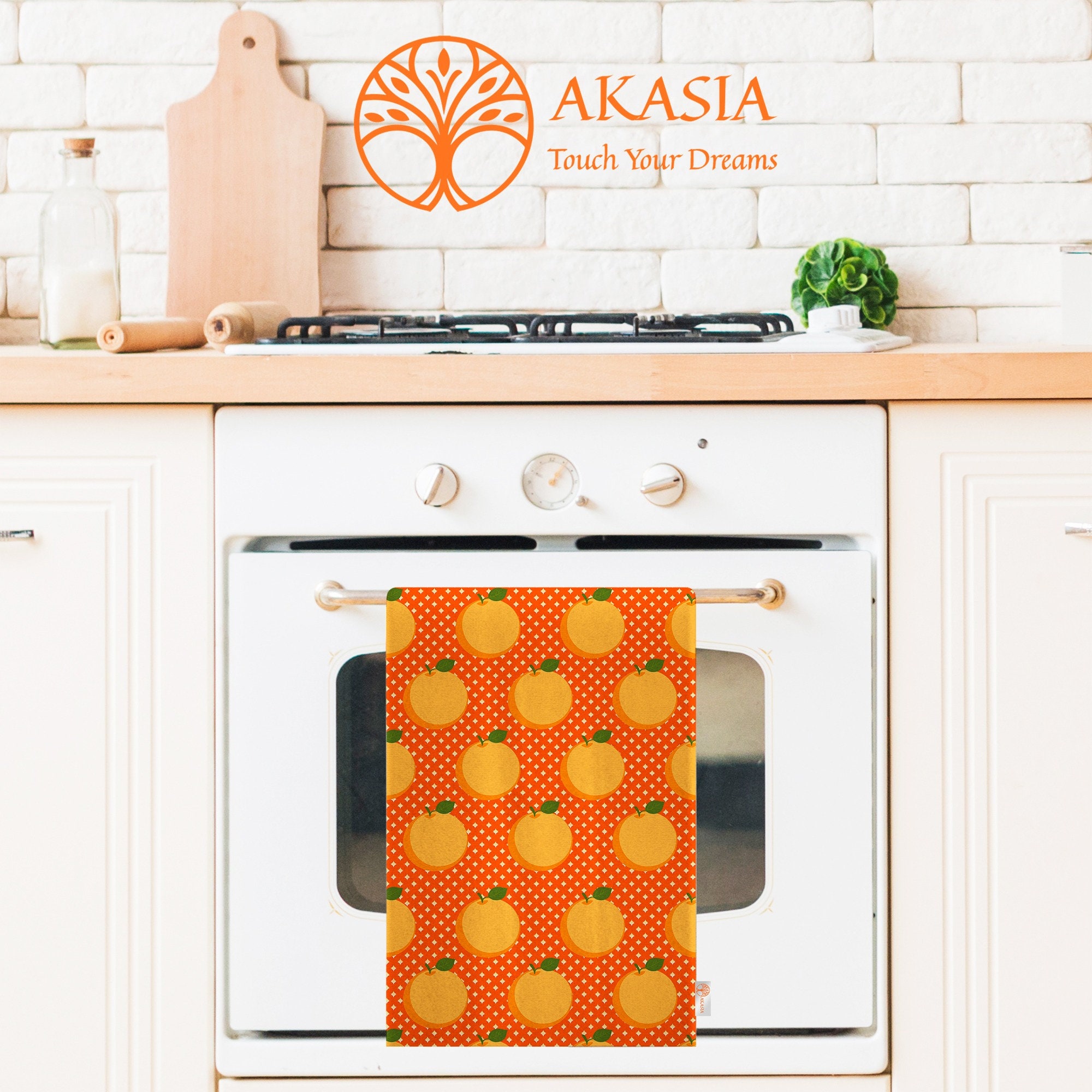 Orange Hand Towel|orange Print Rag|fresh Citrus Towel|floral Tea Towel ...