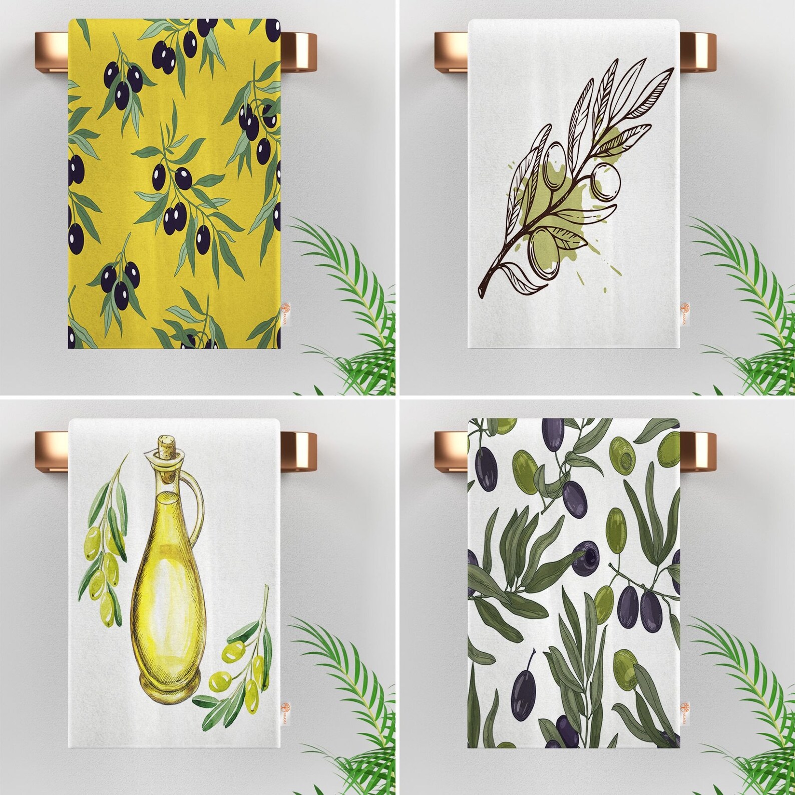 Olive Kitchen Hand Towel|floral Tea Towel|olive Oil Dish Towel|summer ...