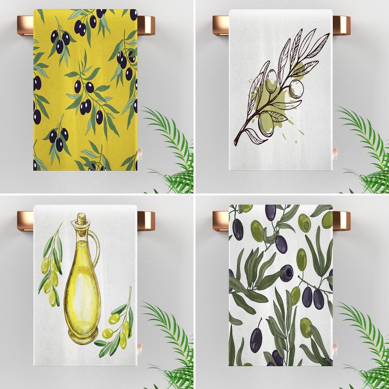 Olive Kitchen Hand Towel|floral Tea Towel|olive Oil Dish Towel|summer ...
