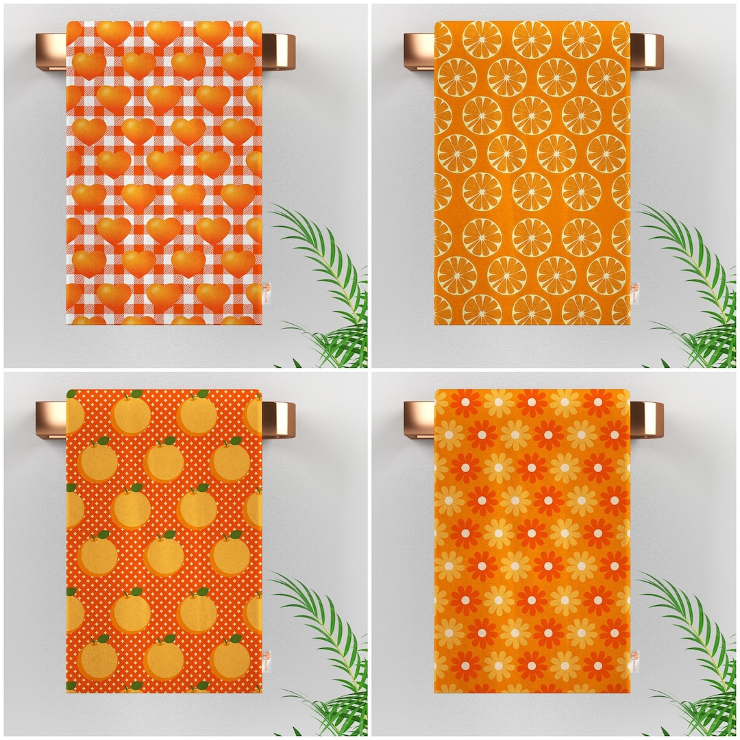 Orange Hand Towel|orange Print Rag|fresh Citrus Towel|floral Tea Towel ...