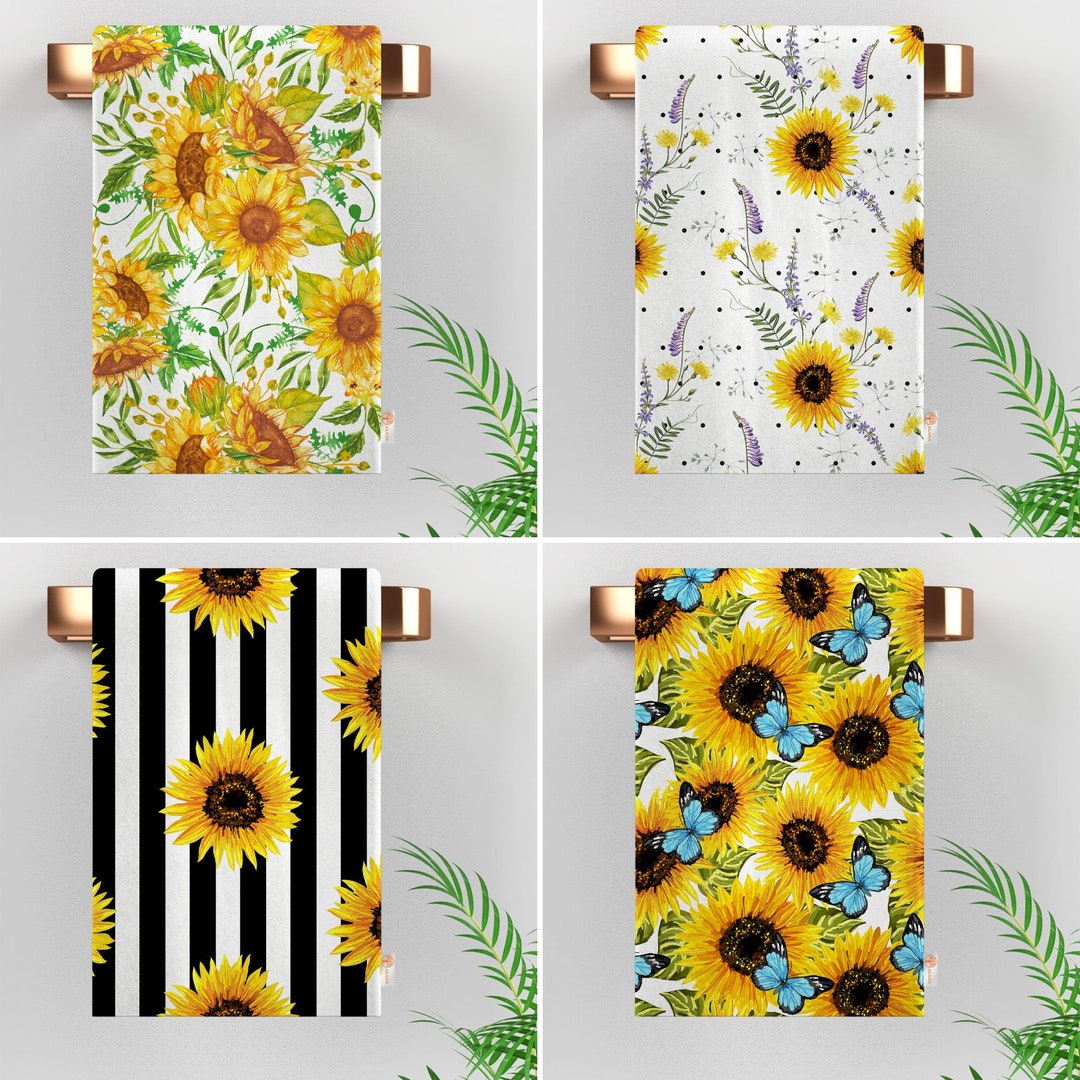 Sunflower Hand Towel|summer Tea Towel|floral Dish Cloth|butterfly Towel ...