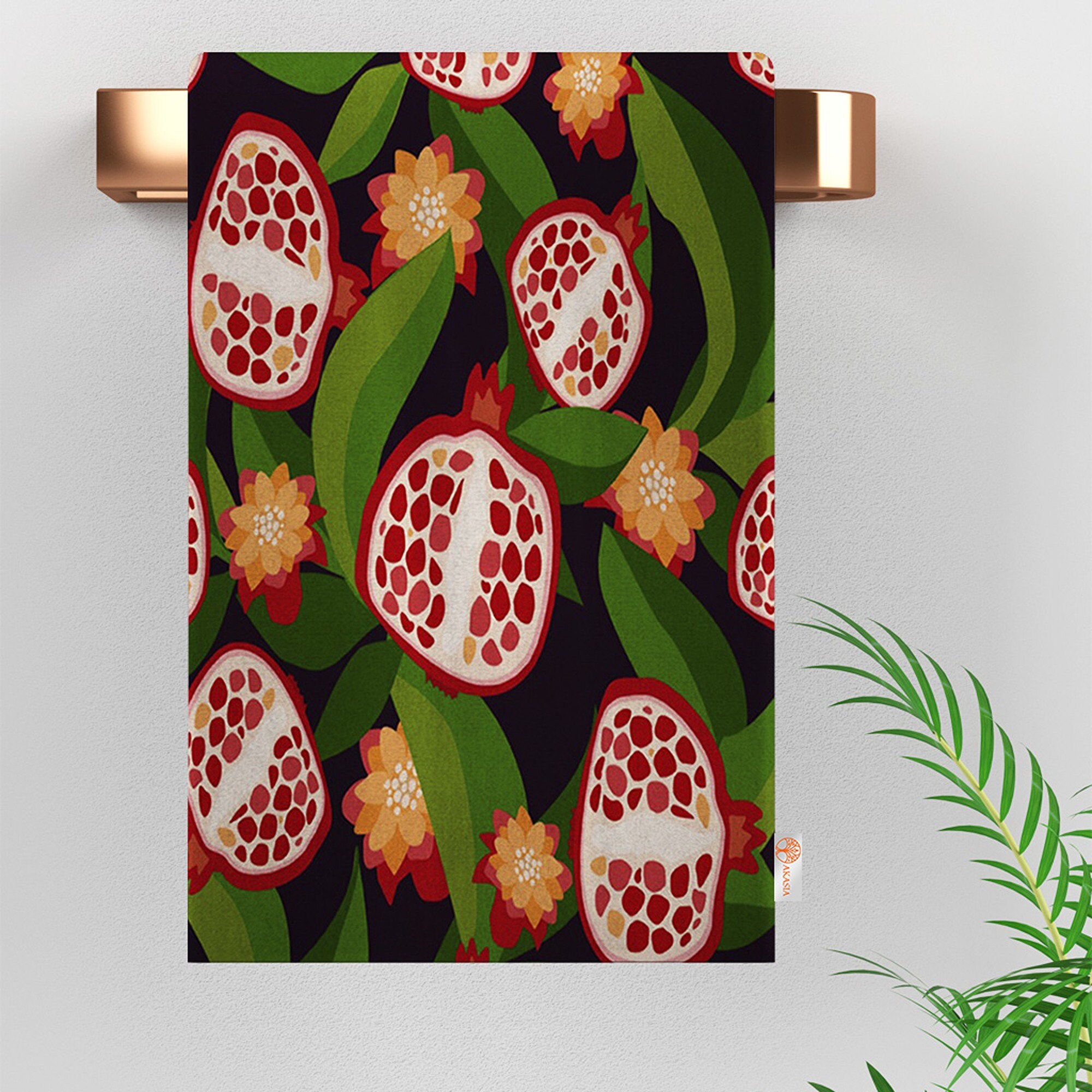Fruit Kitchen Towel|fig, Apple Print Towel|floral Dishcloth|pomegranate ...
