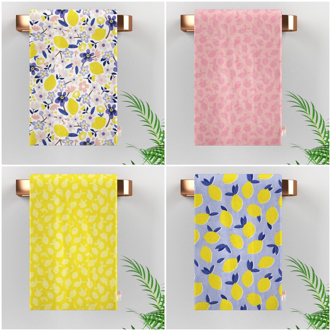 Lemon Hand Towel|lemon Print Rag|fresh Citrus Towel|floral Tea Towel ...
