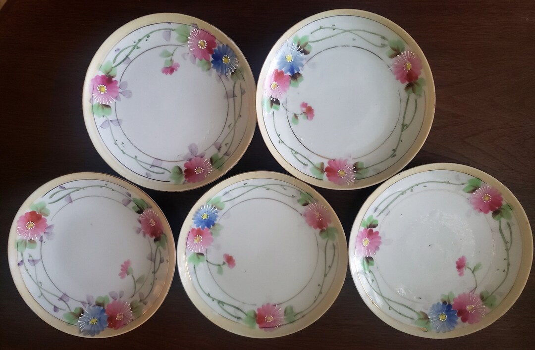 Rare Vintage Nippon Hand-painted China Plates 6 Porcelain Set of 5 ...