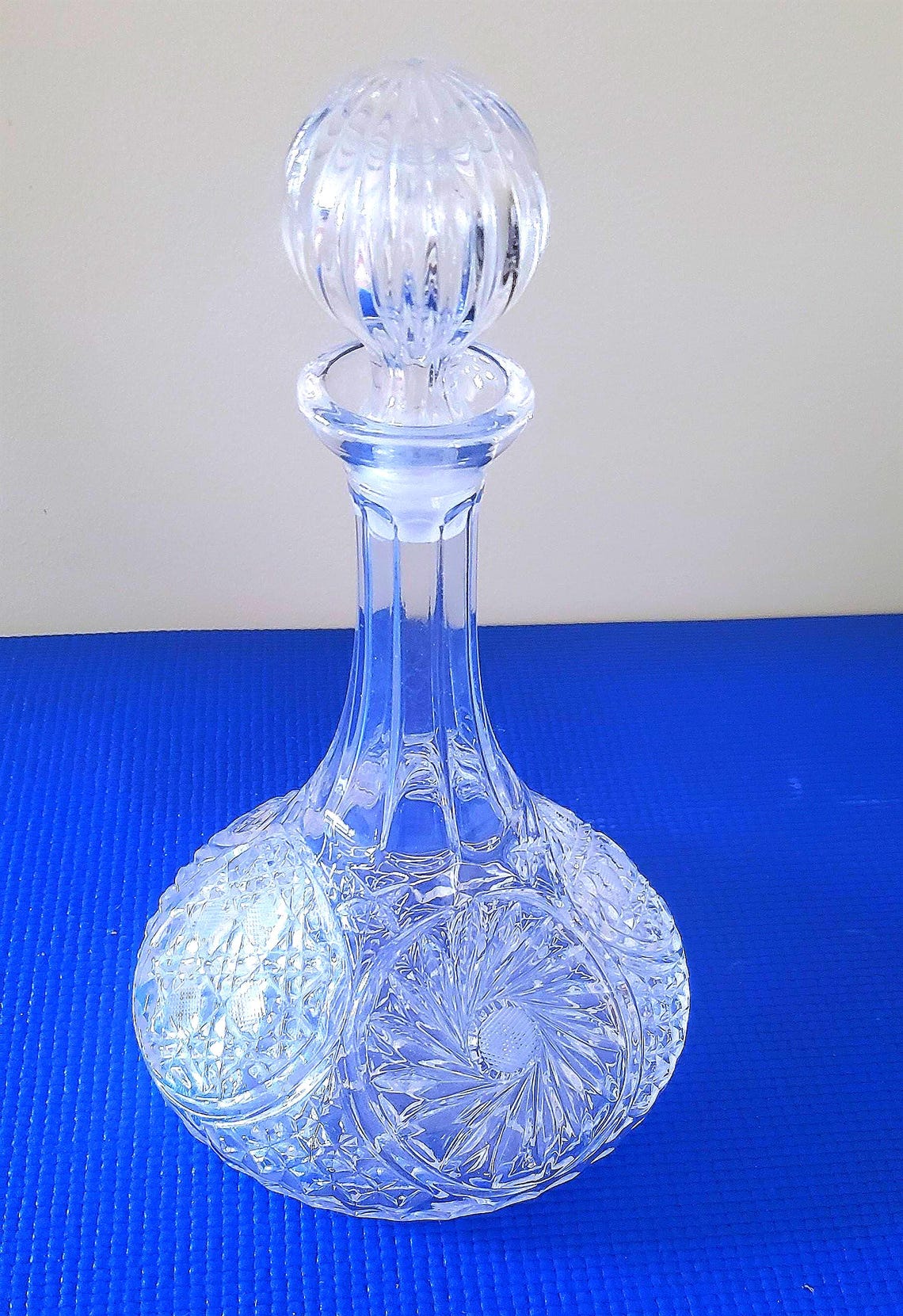 Vintage American Brilliant Period Antique Cut Glass Heavy Liquor ...