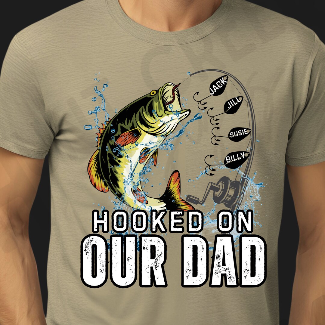 Personalized Hooked on Papa Dad Grandpa Poppy Fishing With Kids Name ...