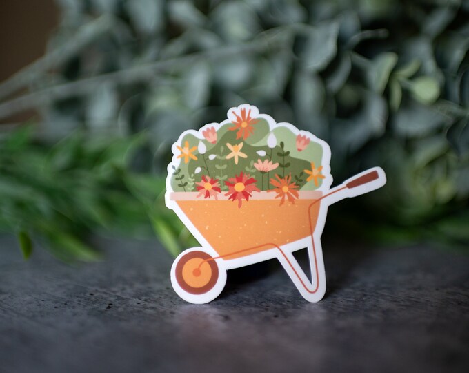 Barrel of Flowers Sticker Cottage Core Sticker Flower Vinyl Sticker ...