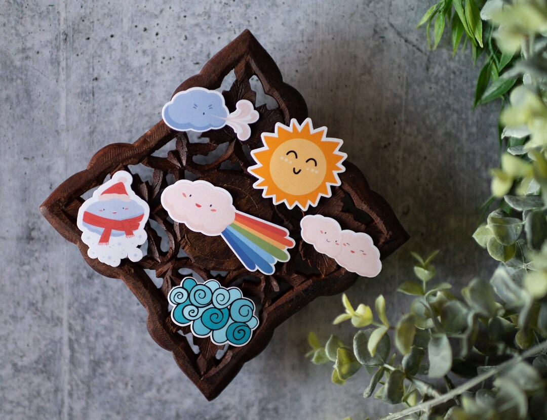 Weather Sticker Set Cute Weather Stickers Weather Nerd Decals Teacher ...