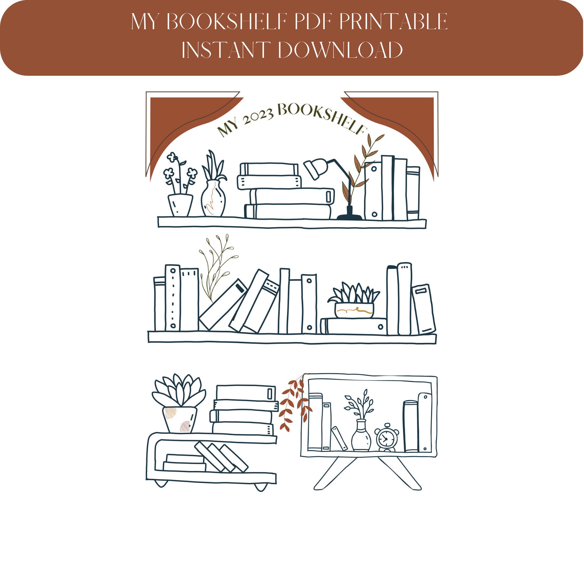 My Bookshelf Reading Log PDF Printable Instant Download - Etsy