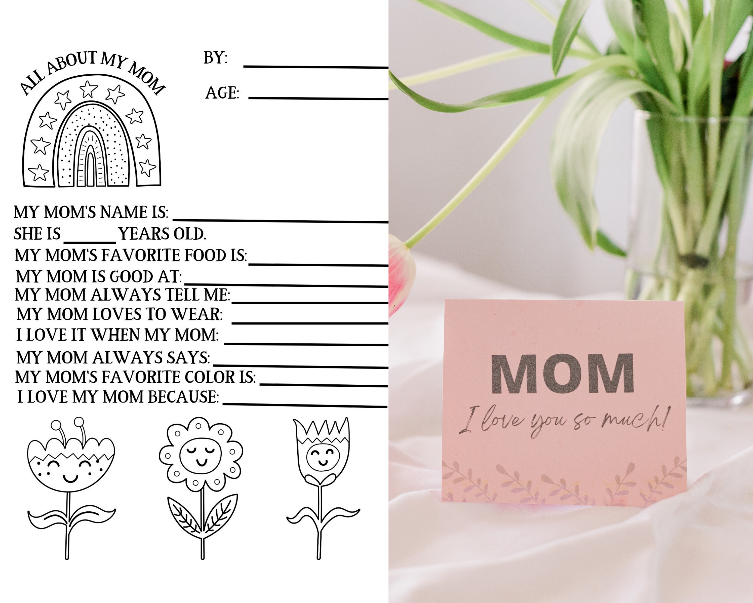 All About Mom Printable Mother's Day Card Printable - Etsy