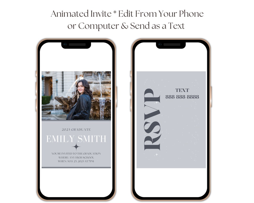 Simple Graduation Invitation Template 2023 Instant Download, Phone ...