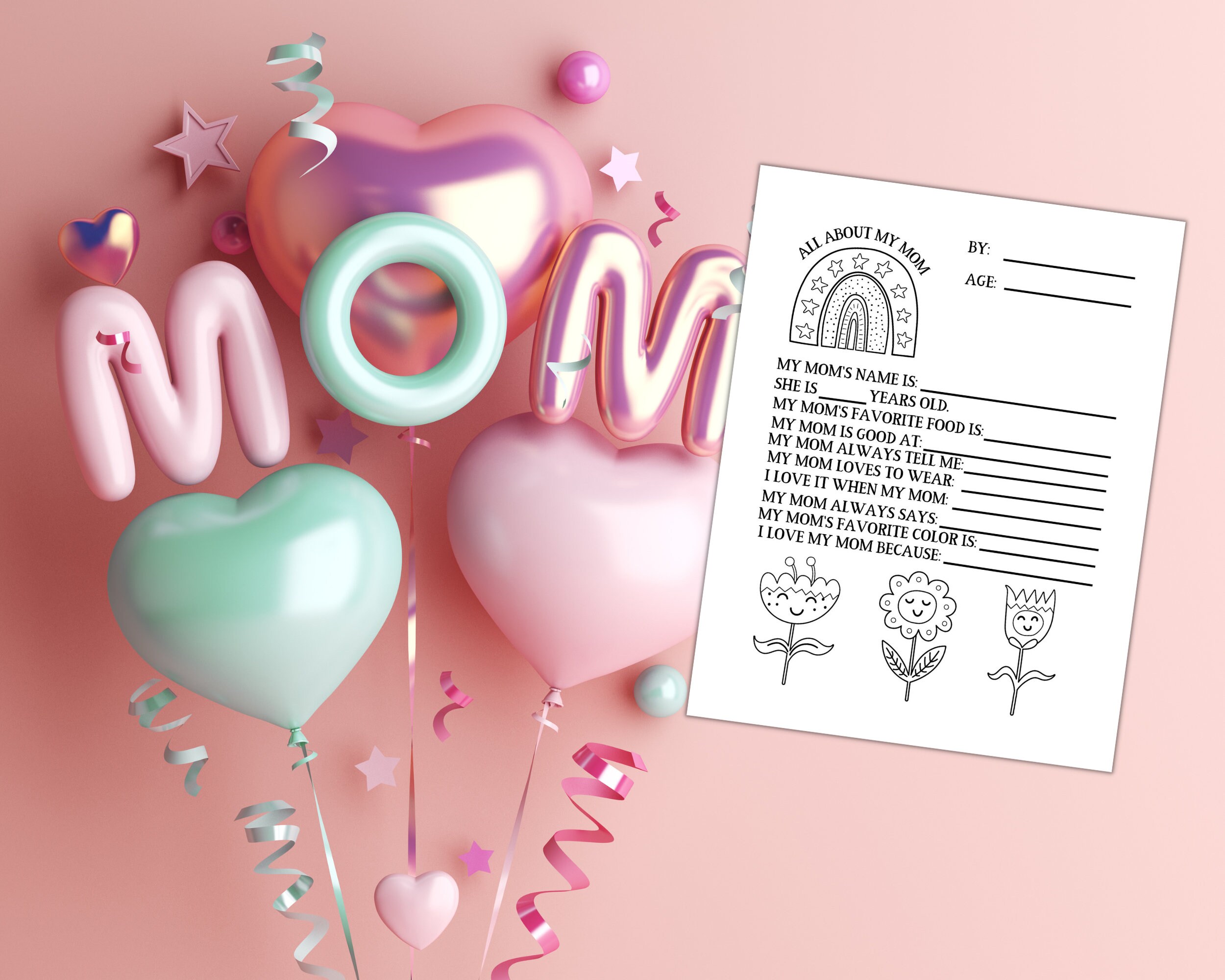 All About Mom Printable Mother's Day Card Printable - Etsy