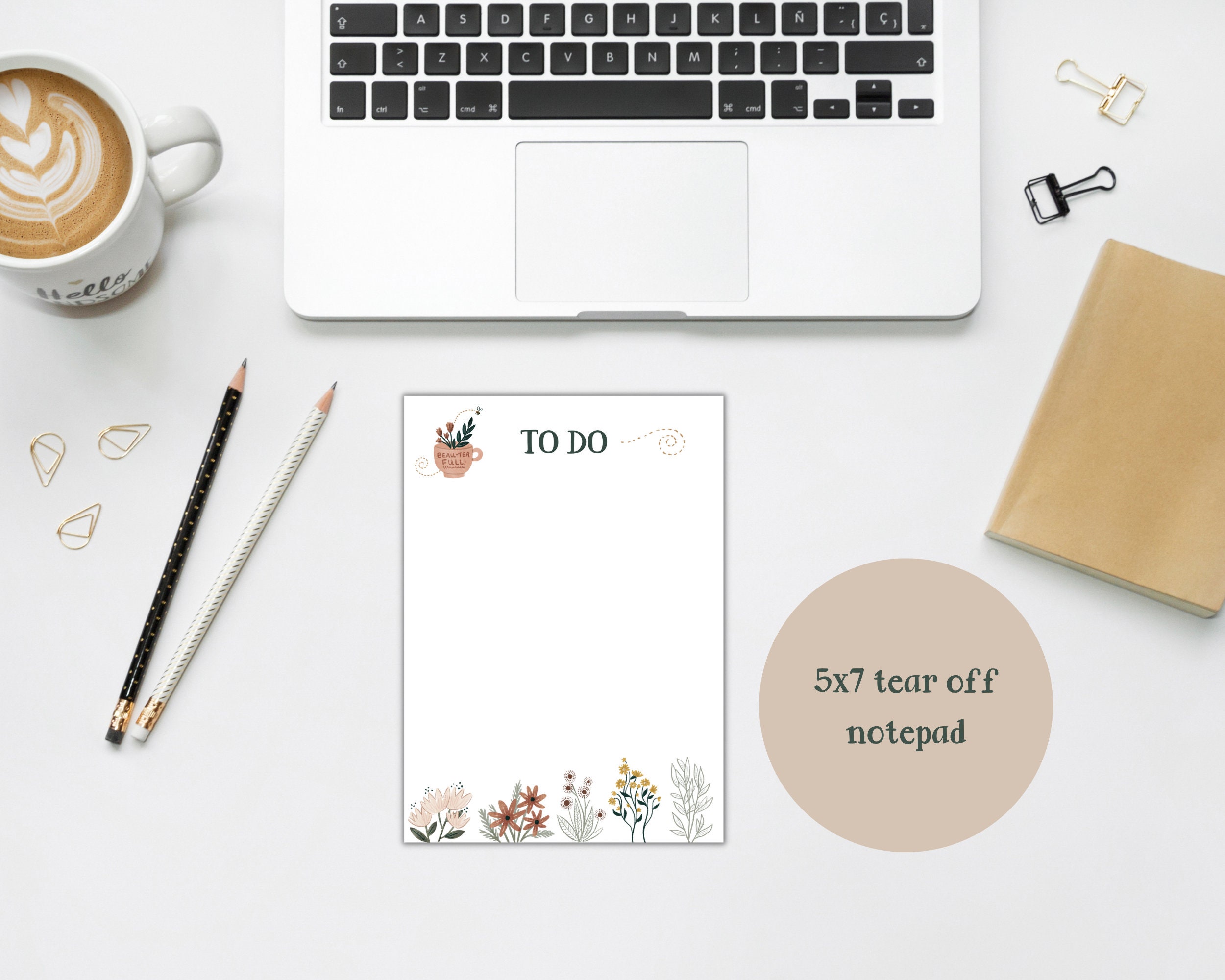 Flower Notepad, Tear off Notepad, Co Worker Gift, Mom Gift, Cute Desk ...