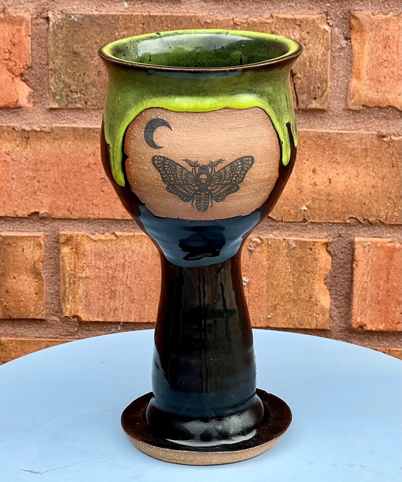 Moth Goblet chalice Pottery - Etsy