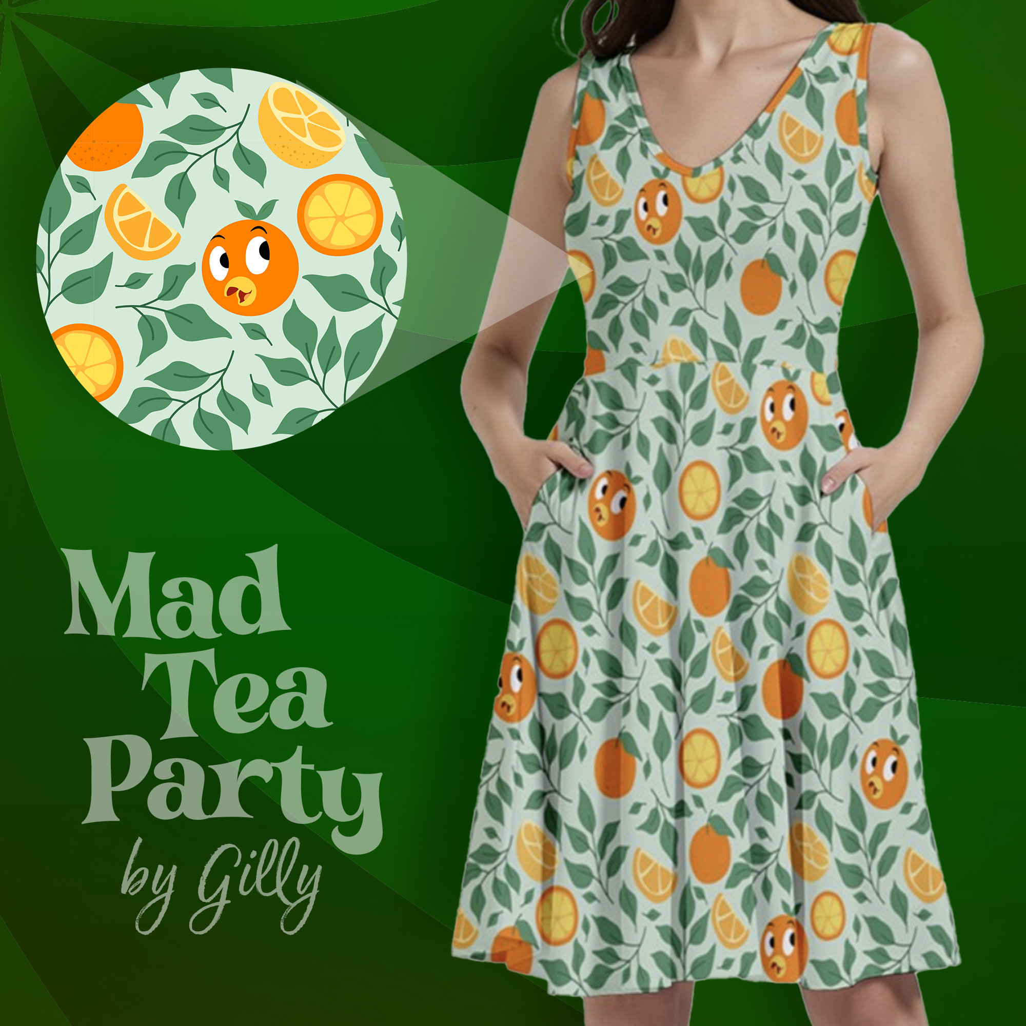 Orange Bird V-neck Skater Dress With Pockets - Etsy