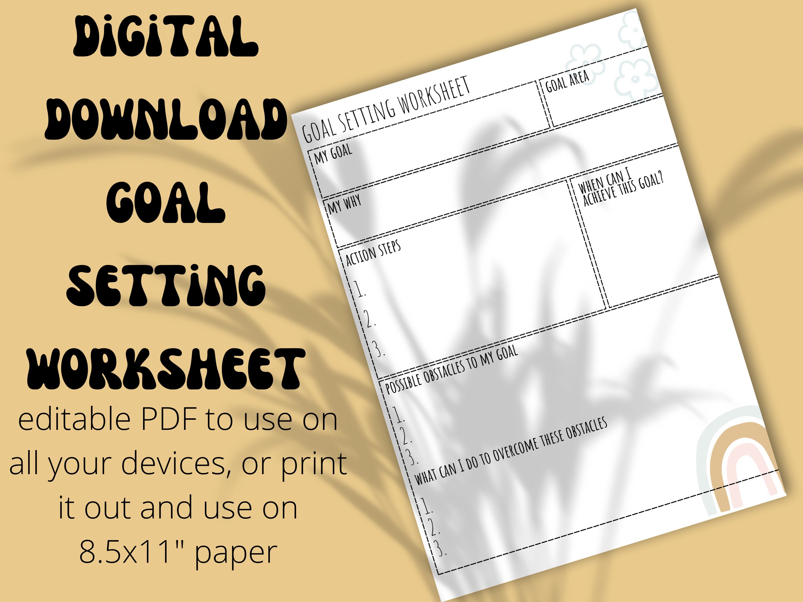 Aesthetic Goal Setting Worksheet, Goal Planner, Goal Template, Goal ...