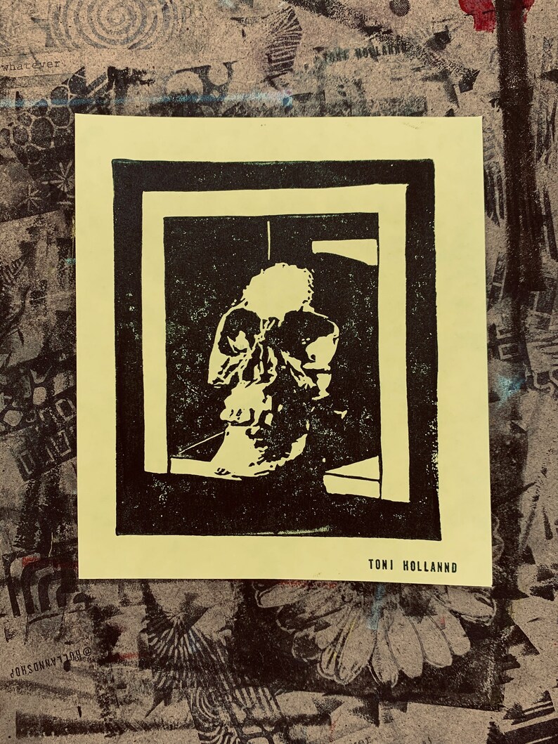 Cubby Skull Handmade Linocut Print - Etsy