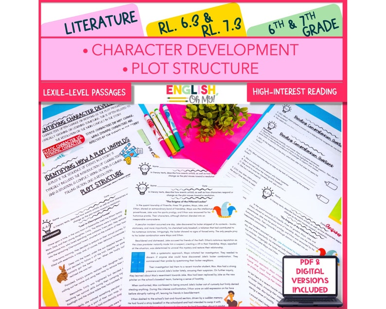 Plot Structure & Character Development Reading Passages, Reading ...