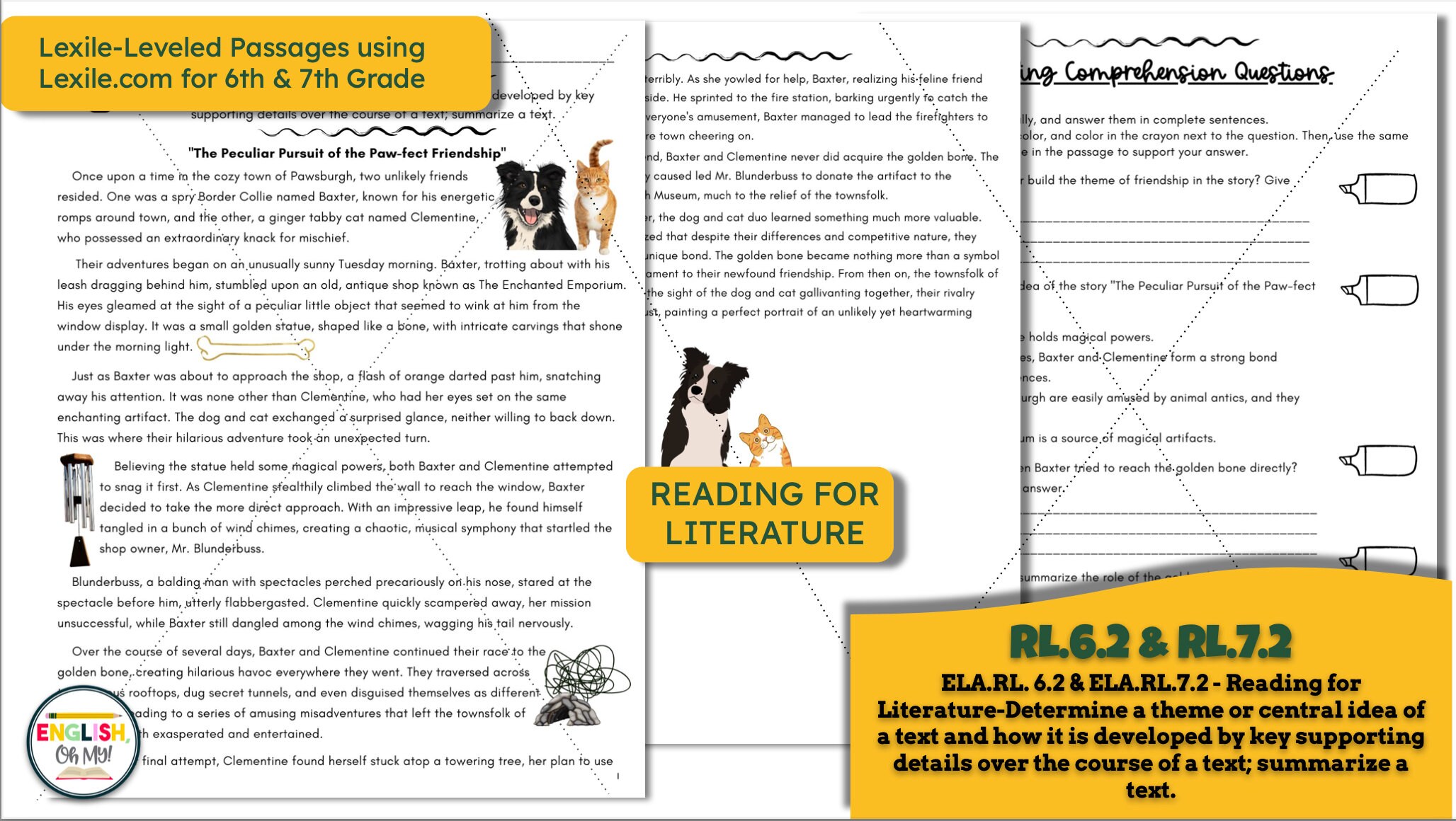 Theme and Summarizing in Literature, Reading Comprehension Passages ...