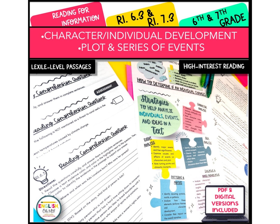 Series of Events, Character Development, Leveled Reading Passages-ri.6. ...